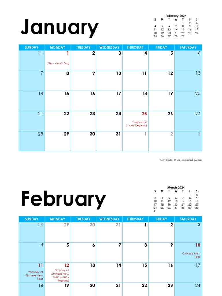 2024 Malaysia Monthly Calendar Colorful Design 05 | PDF | Observances | Holidays