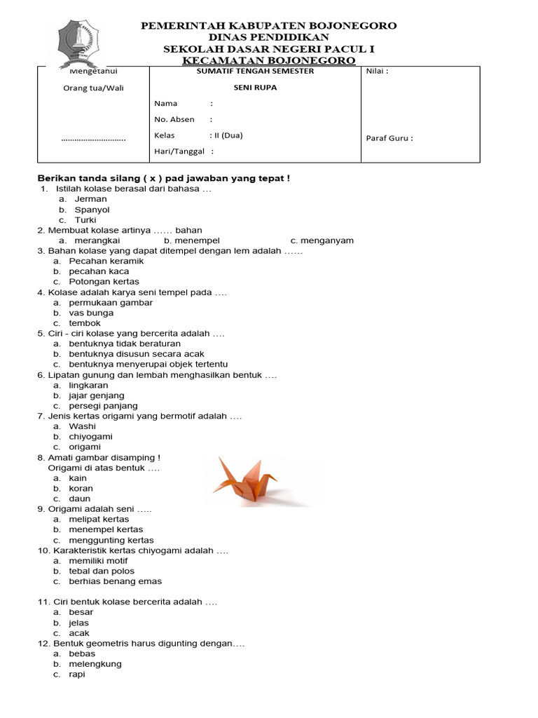 Sumatif Seni Rupa Kls 2 SMT 2 | PDF