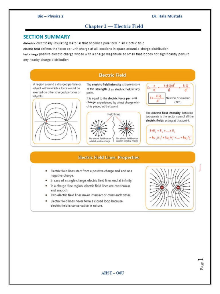 بيوفيزكس هاله شيت حل 2 | PDF | Electric Field | Electric Charge
