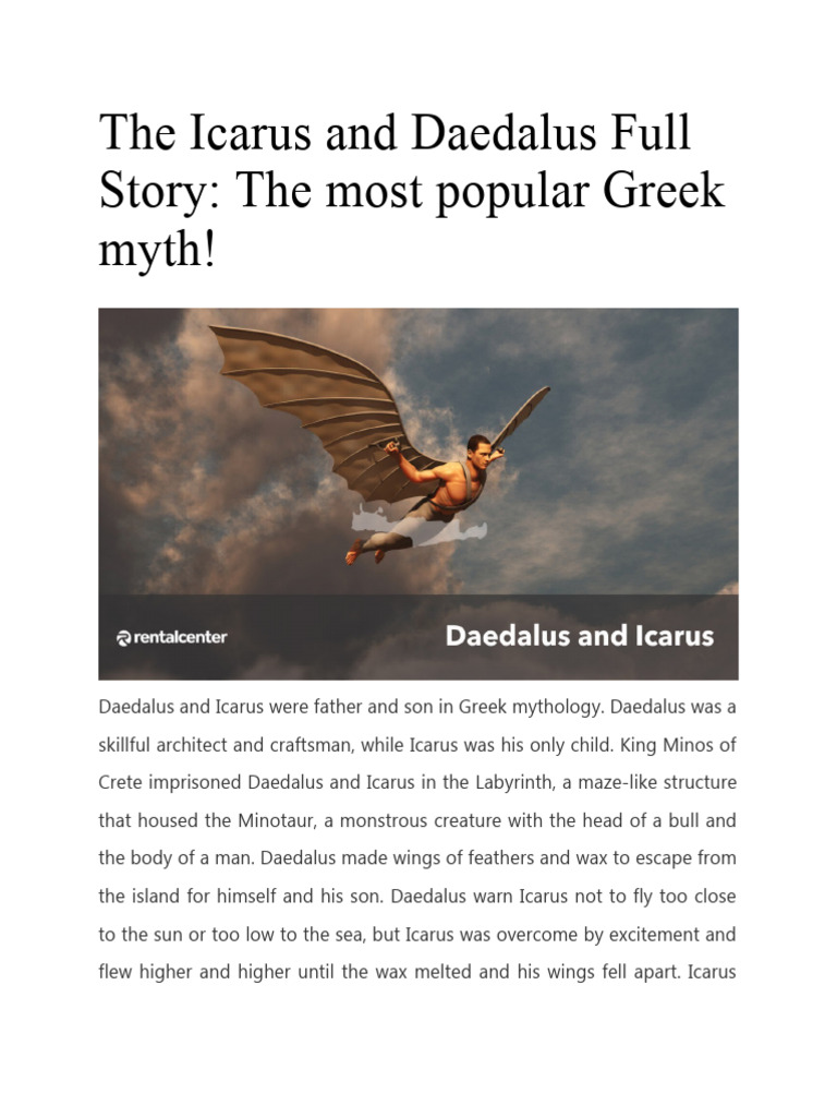 The Icarus and Daedalus Full Story | PDF | Minotaur | Greek Mythology