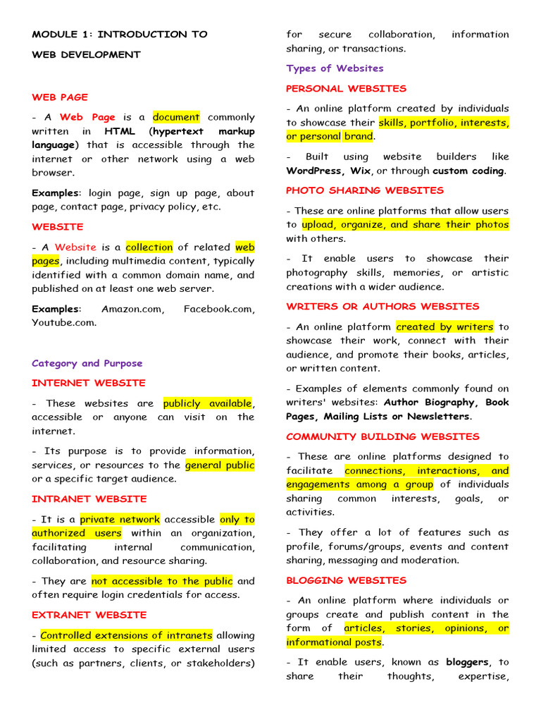 Module 1 - Reviewer | PDF | World Wide Web | Internet & Web