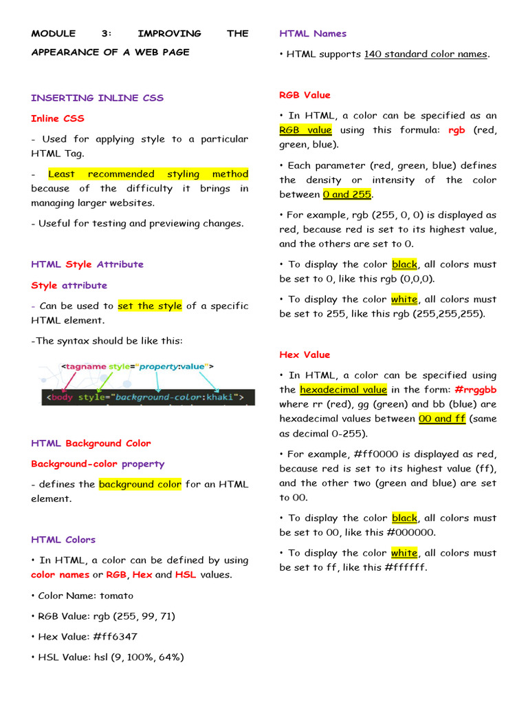 MODULE 3 and 6 - Reviewer | PDF | Hyperlink | Html