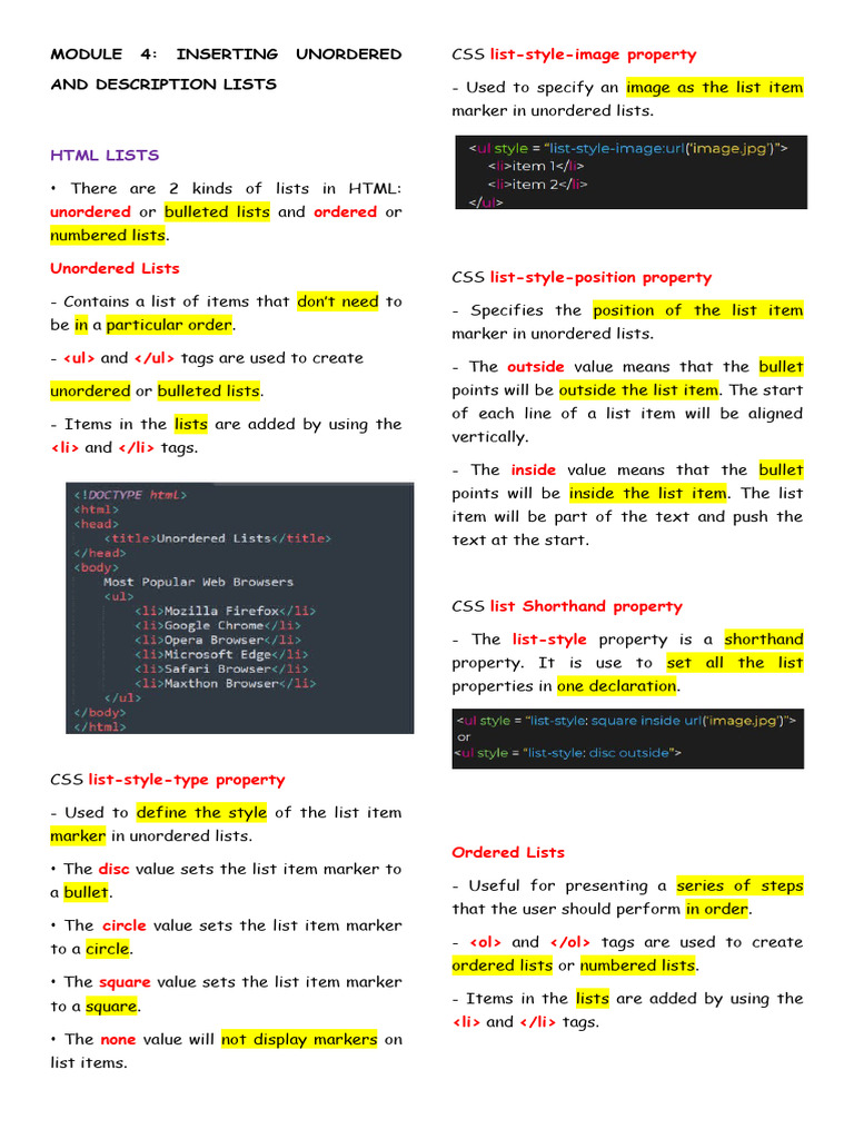 MODULE 4 and 5 - Reviewer | PDF | Html Element | Html