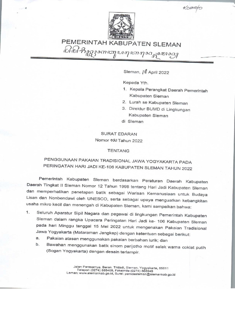 20220419095739-Pemkab. Sleman - SE TTG Penggunaan Pakaian Tradisional ... 20220419095739-Pemkab. Sleman - SE TTG Penggunaan Pakaian Tradisional ...