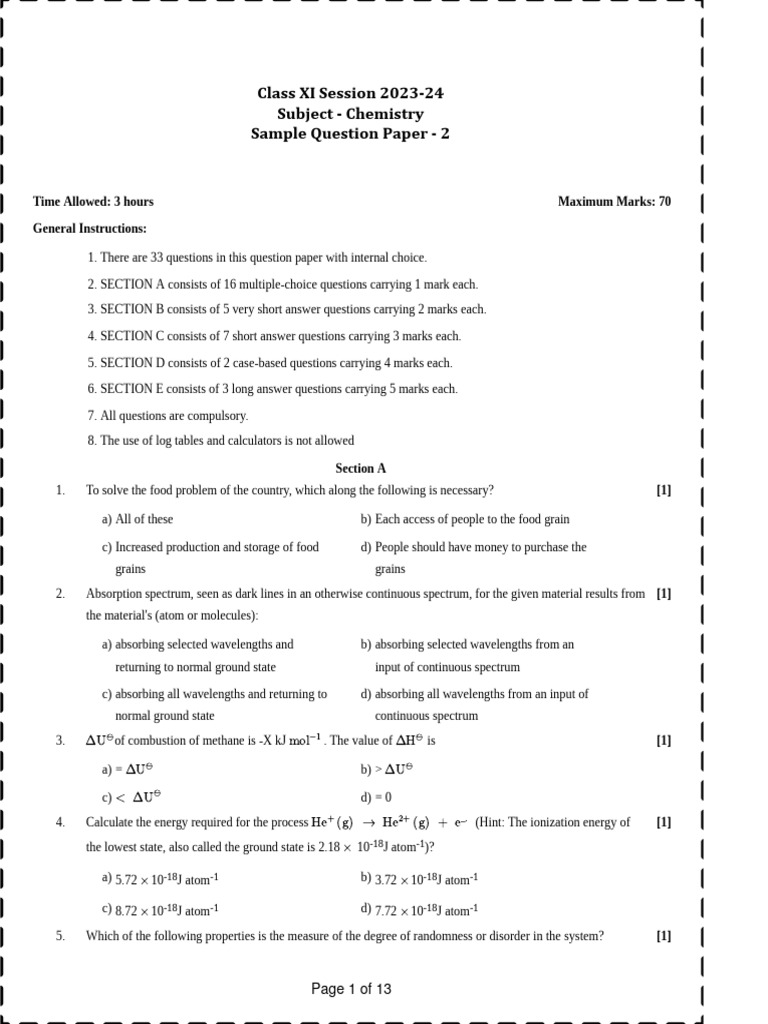 Ap Chemistry Sample Test