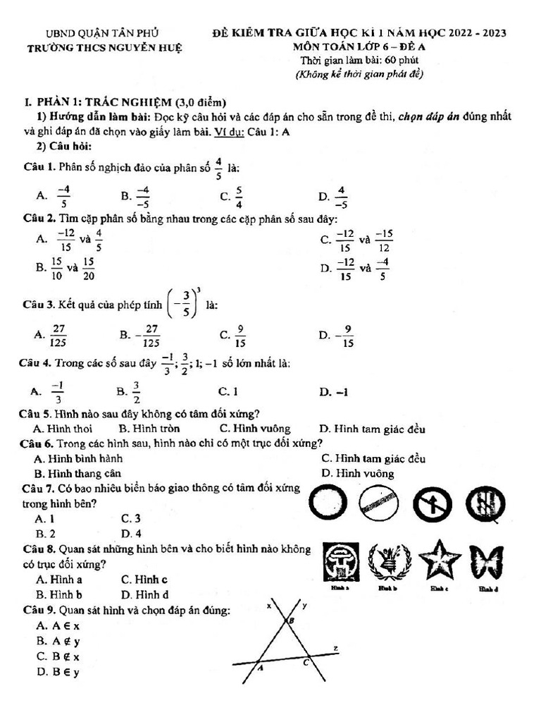 De Giua Hoc Ki 2 Toan 6 Nam 2022 2023 Truong Thcs Nguyen Hue TP HCM | PDF