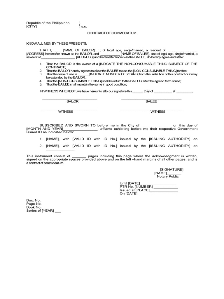 Contract of Commodatum | PDF | Civil Law (Common Law) | Common Law