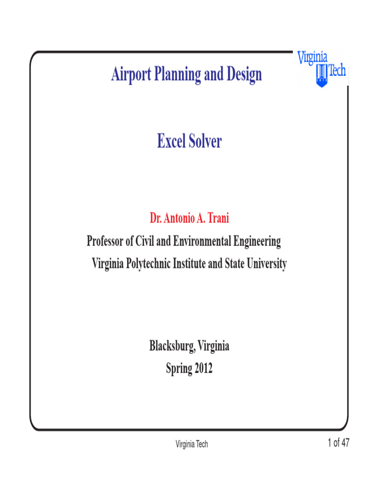 Airport Planning and Design. Excel Solver | PDF | Mathematical ...