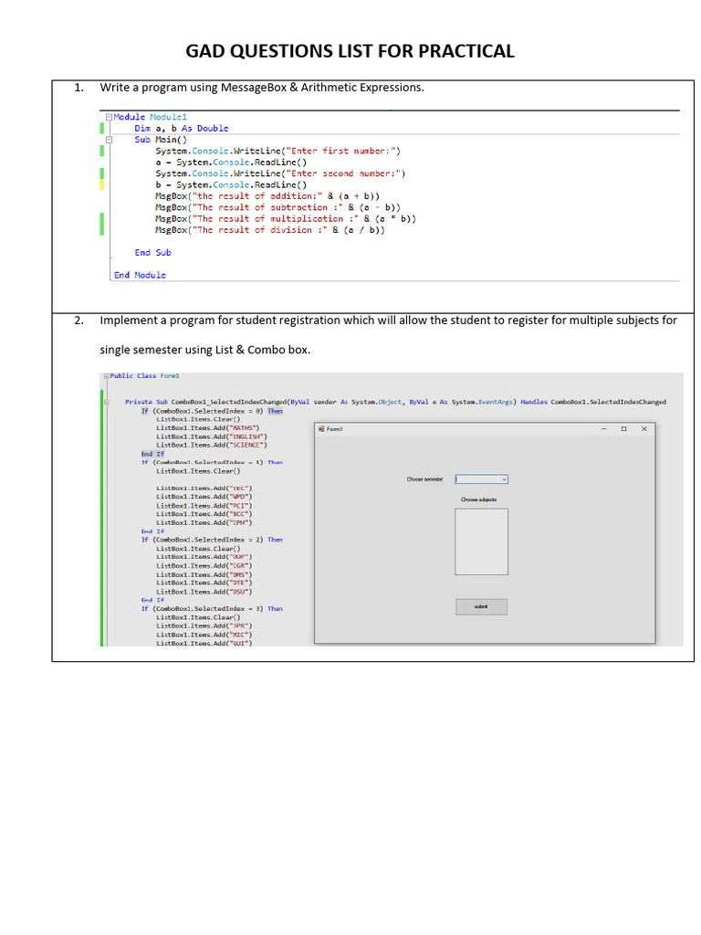 Gad Finall Pracsss Ansss | PDF | Computer Program | Programming