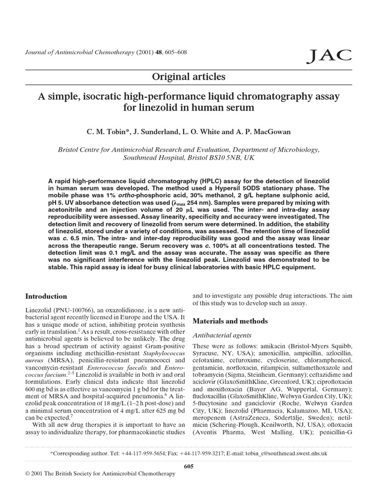 Original Articles A Simple, Isocratic High-Performance Liquid ...