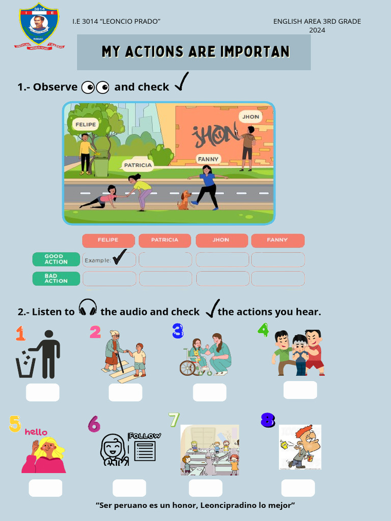 3rd Grade English: Good Citizenship Actions | PDF