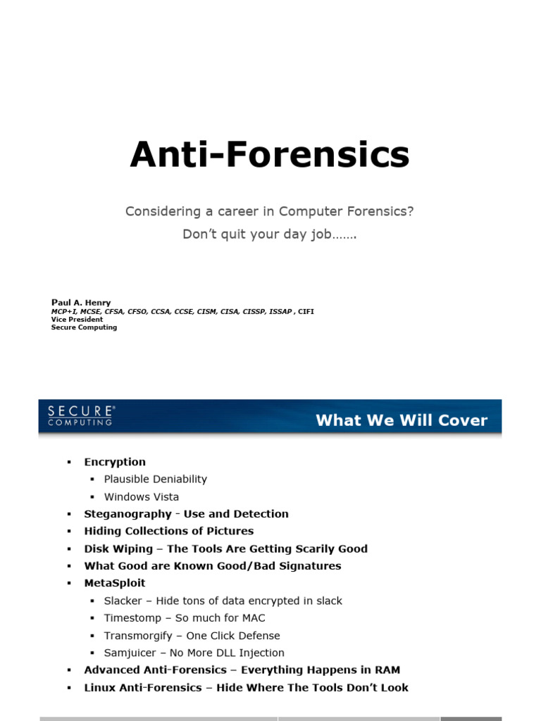 Anti Forensics LayerOne Paul Henry | PDF | Computer File | System Software