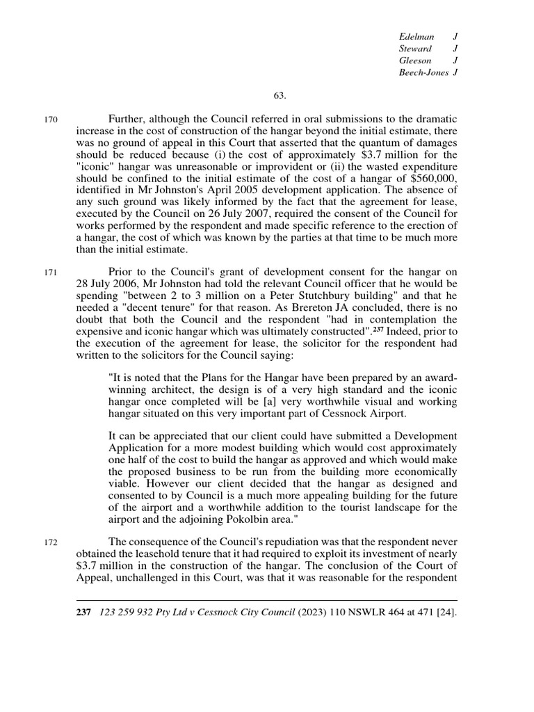 123 259 932 Pty LTD V Cessnock City Council (2023) 110 NSWLR 464 at 471 ...