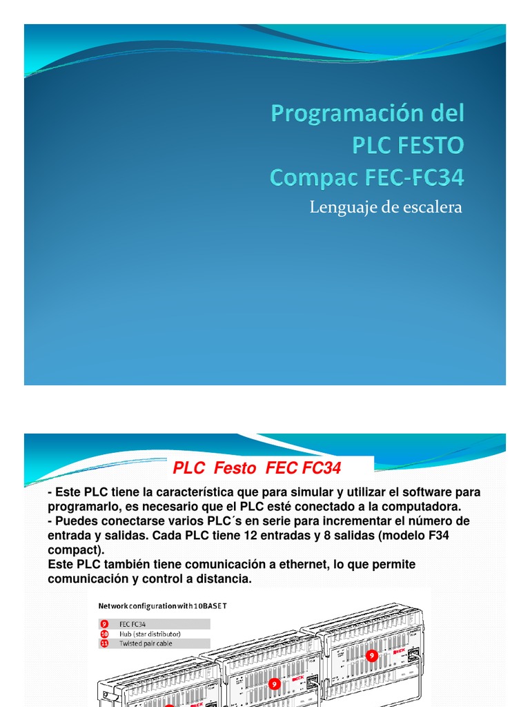 Programación y conexiones del PLC Festo FEC FC34 | PDF | Informática ...
