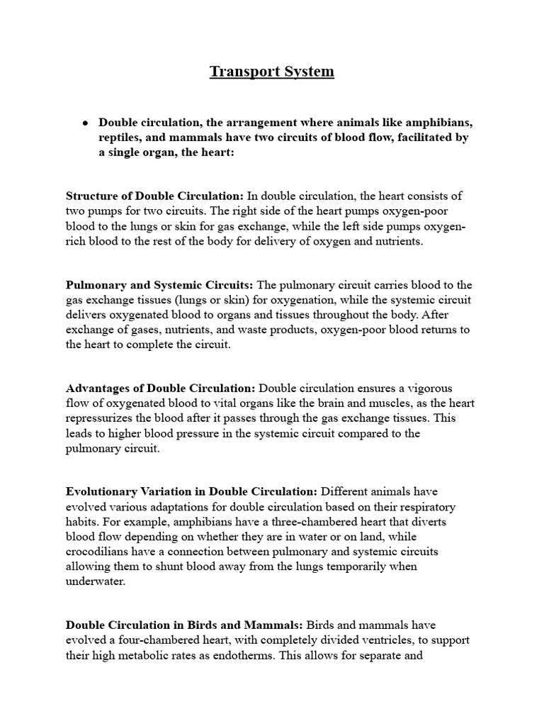 Transport System | PDF | Heart | Artery