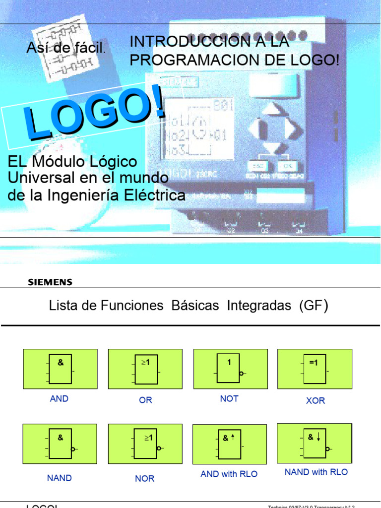Introducción a la Programación LOGO! | PDF | Puerta lógica | Diseño