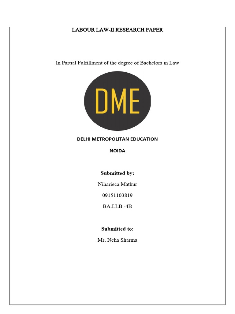 Labour Law-II Research Paper | PDF | Occupational Safety And Health ...