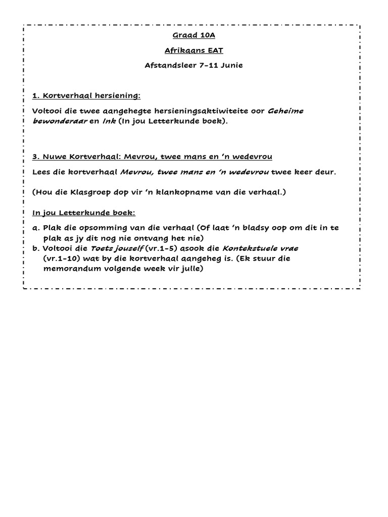 Kortverhale Afstandsleer 7 11 Jun | PDF