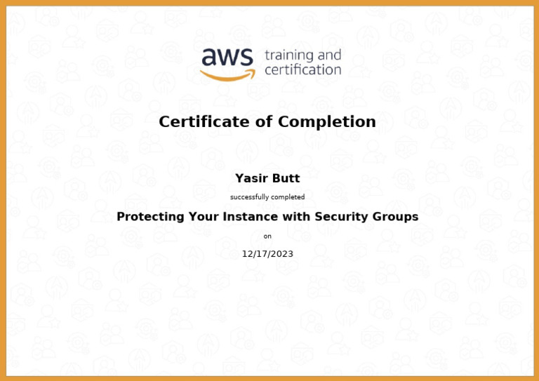 AWS Sec gp Course Completion Certificate | PDF
