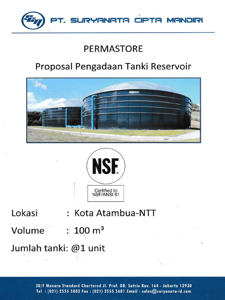Proposal Tanki Reservoir 100 m3 | PDF | Teknologi & Rekayasa
