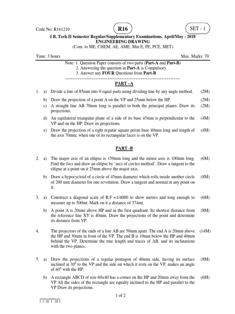 Engineering Drawing Exam Paper 2018 | PDF | Circle | Ellipse