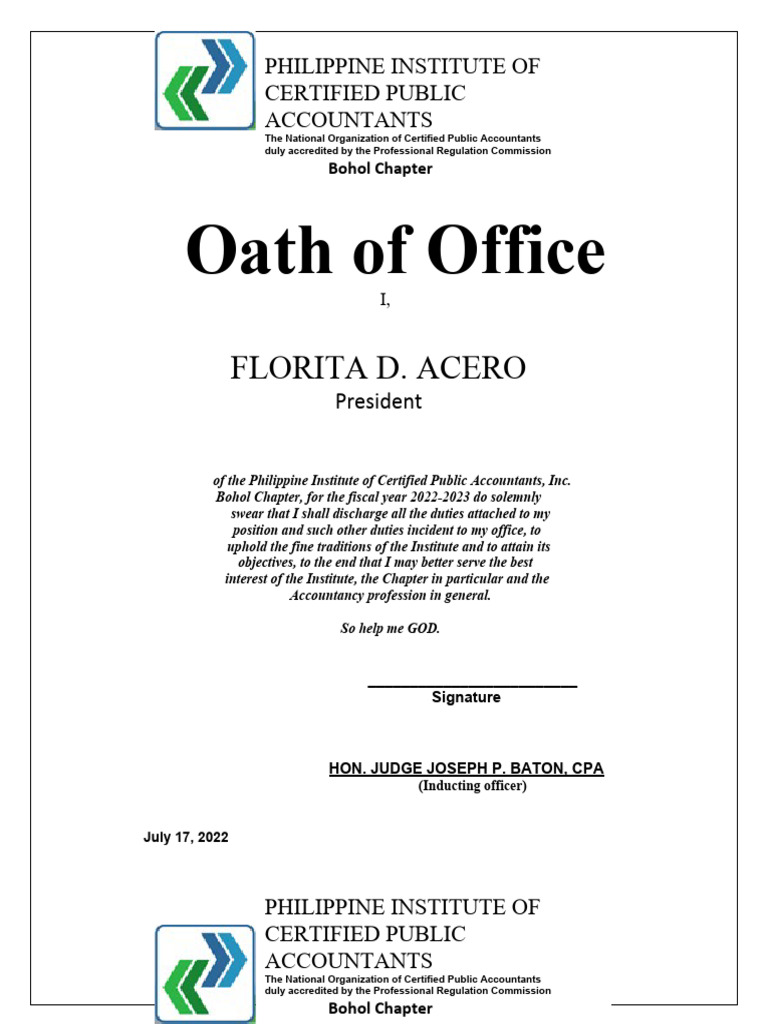 FINAL Oath of Office 2 | Download Free PDF | Accountant | Oath Of Office