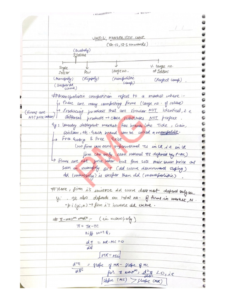 PMG_Monopolist Comp Unit-3 Notes | PDF