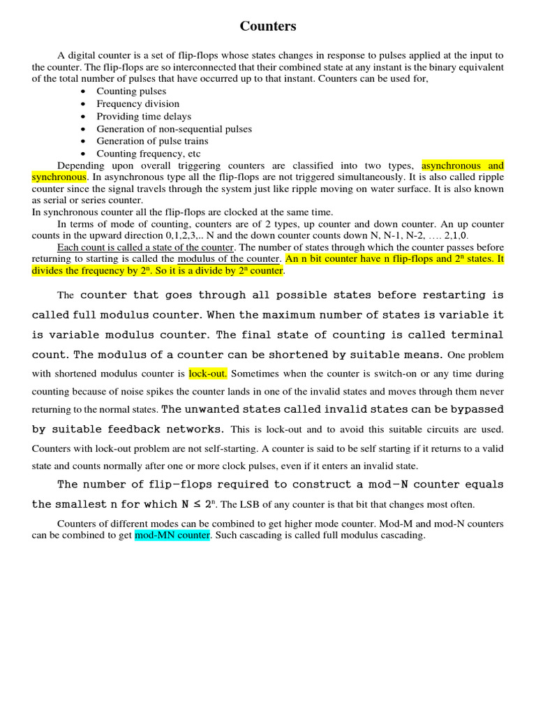 Digital Electronics (Physics) - Counters | Download Free PDF ...