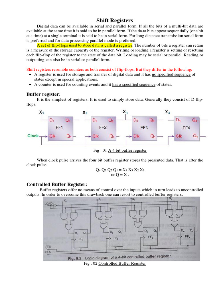 Digital Electronics (Physics) - Shift Registers | PDF | Bit | Electrical Circuits