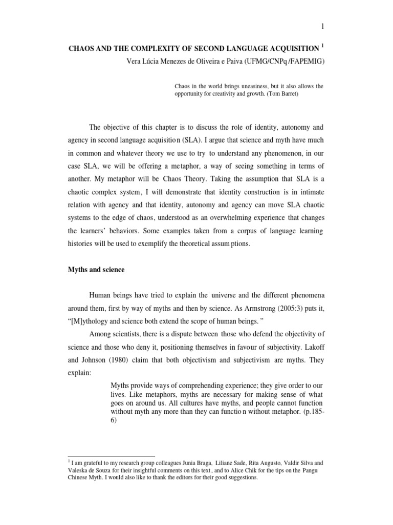 Chaos and The Complexity of Second Langu | PDF | Second Language ...