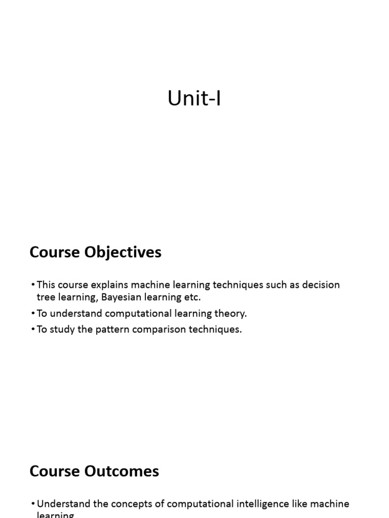 ML Unit-I | Download Free PDF | Machine Learning | Function (Mathematics)