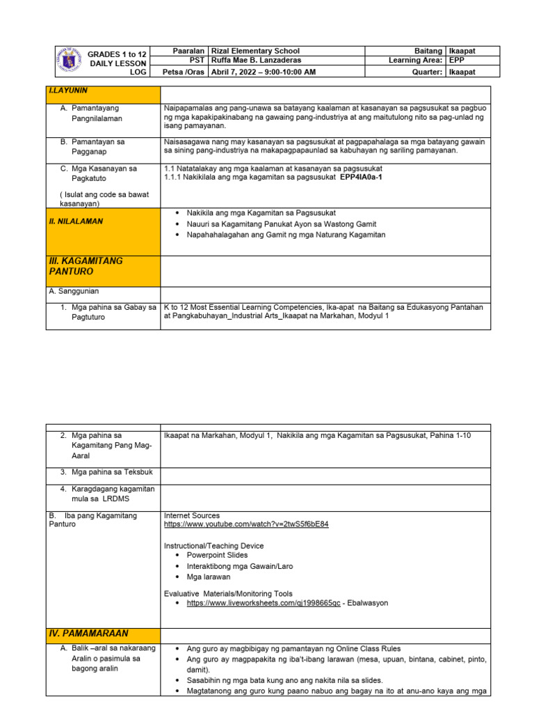 Lesson Plan- EPP4- | PDF