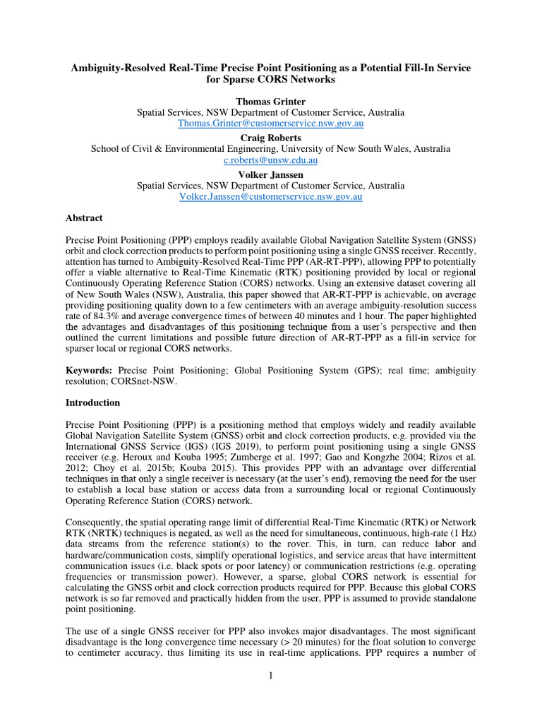 Ambiguity-Resolved Real-Time Precise Point Positioning As A Potential Fill-In Service For Sparse ...