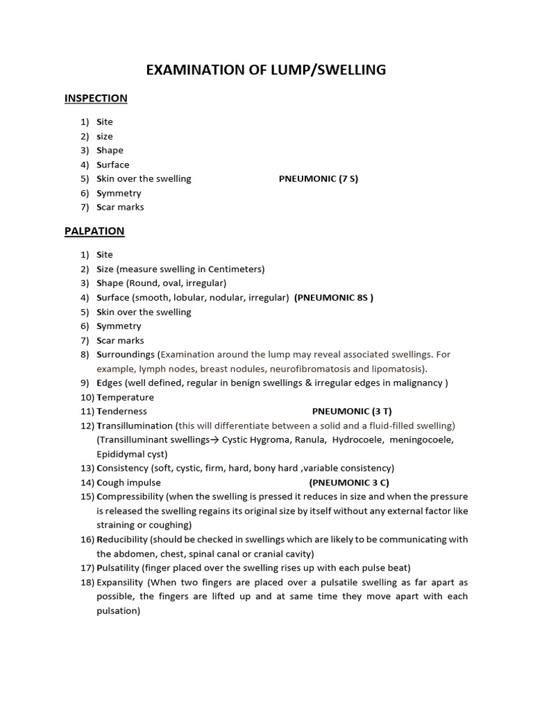 Examination of Swelling PDF | PDF | Edema | Blood Pressure