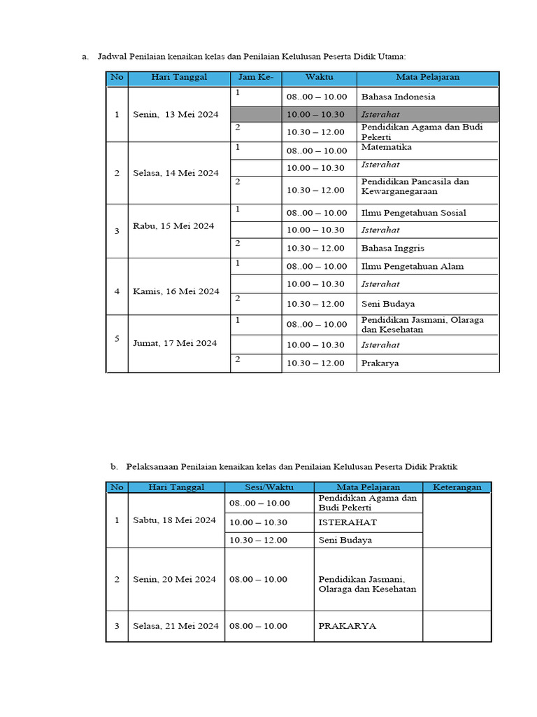 Jadwal Ujian 2024 | PDF