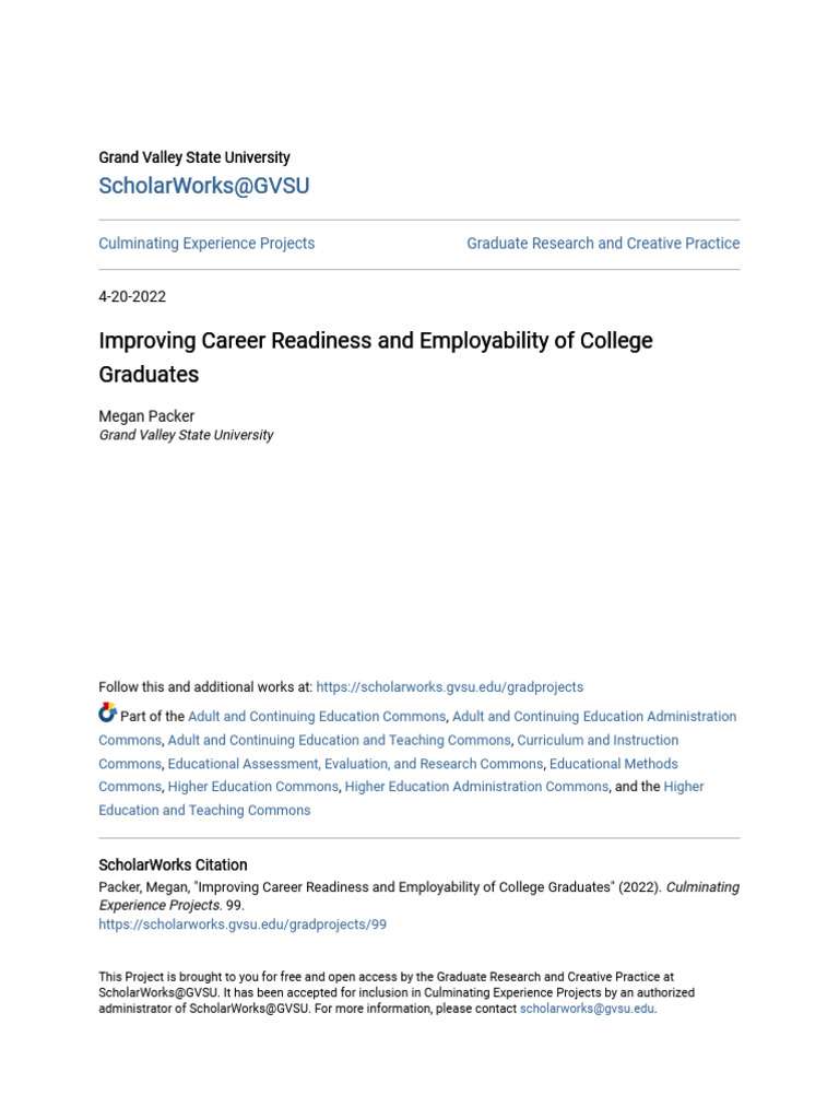 Improving Career Readiness and Employability of College Graduate ...