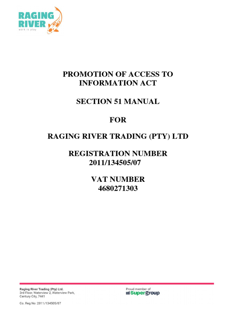 Raging River PAIA Manual 23-10-2023 | PDF | Employment | Taxes