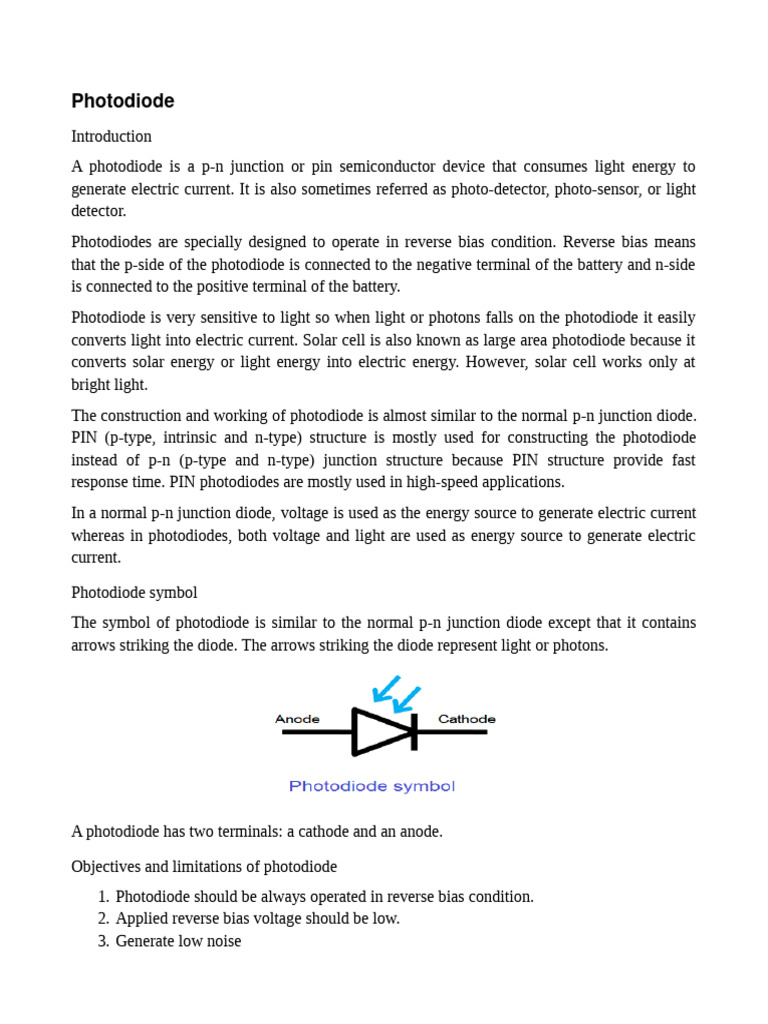 Photodiode | PDF | P–N Junction | Semiconductors