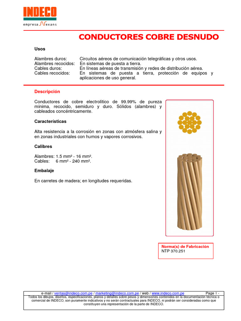 Catalogo de Conductores Indeco | Descargar gratis PDF | Conductor ...