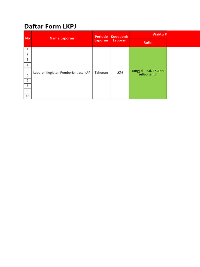 Struktur Form LKPJ dan Penamaan File | PDF