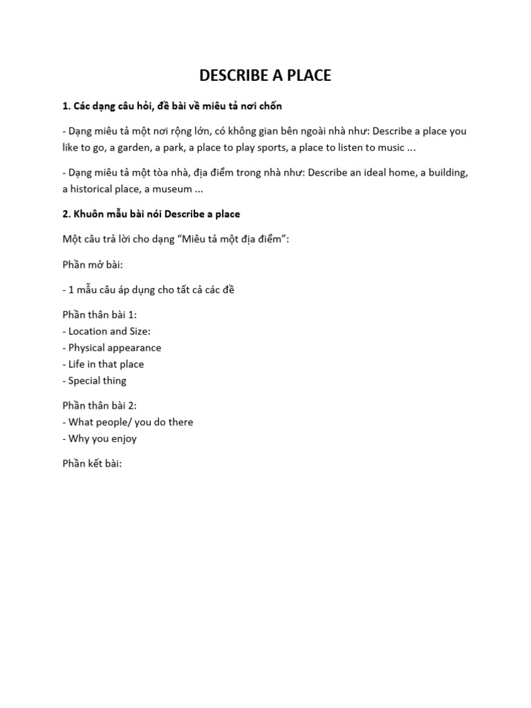 Describe A Place | PDF | Vietnam