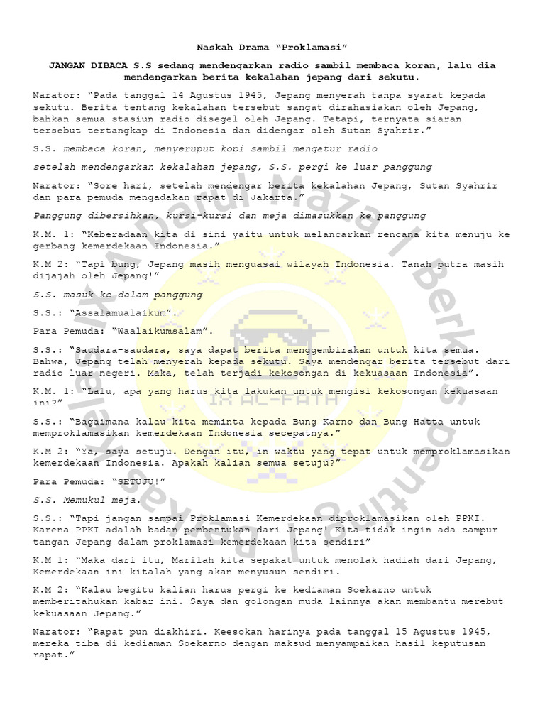 Draf Naskah Drama Proklamasi | PDF