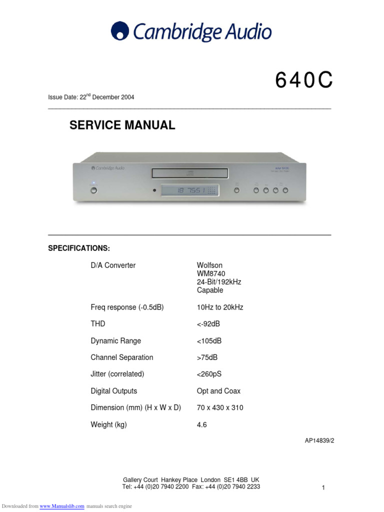 Service Manual: Issue Date: 22 December 2004 | PDF