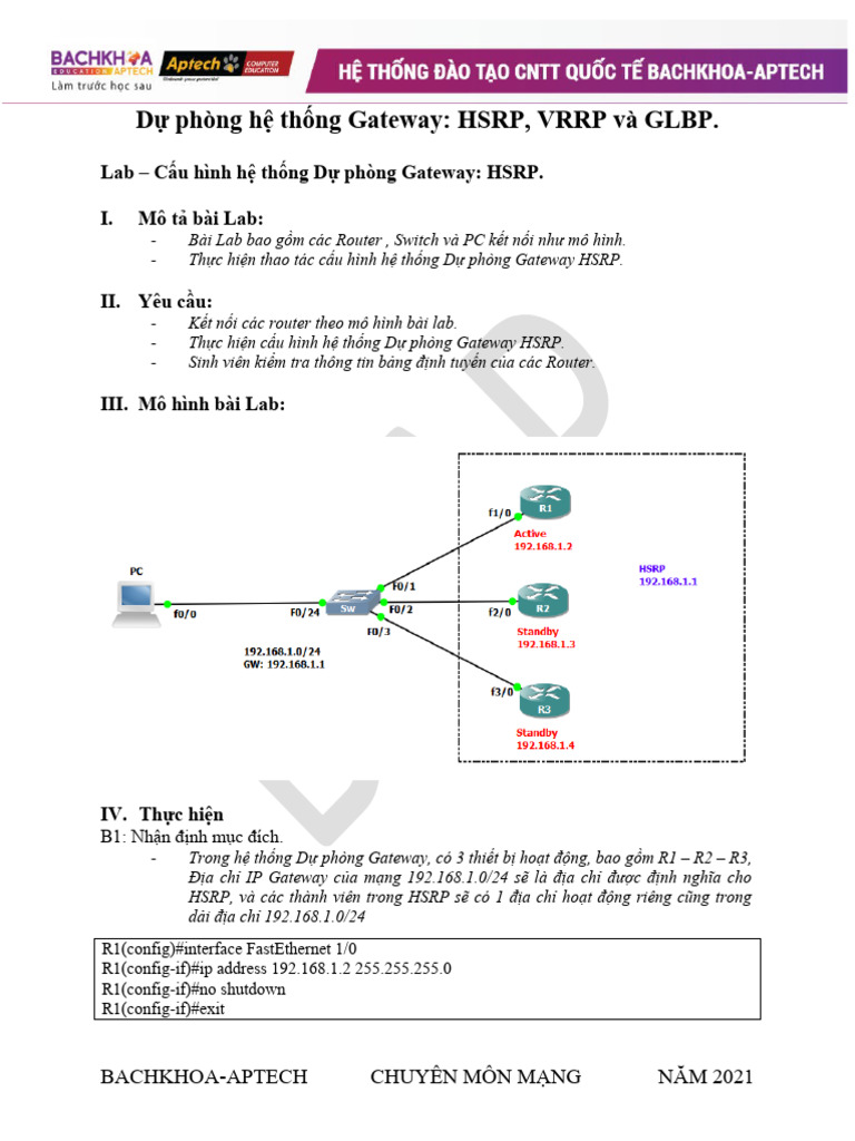 St29. HSRP, VRRP Va GLBP | PDF