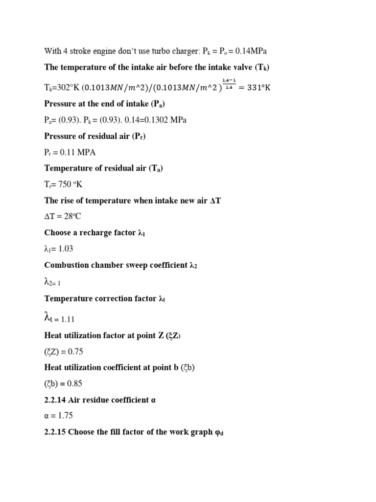 Report of Internal Combustion Engine Calcution Trang | PDF ...