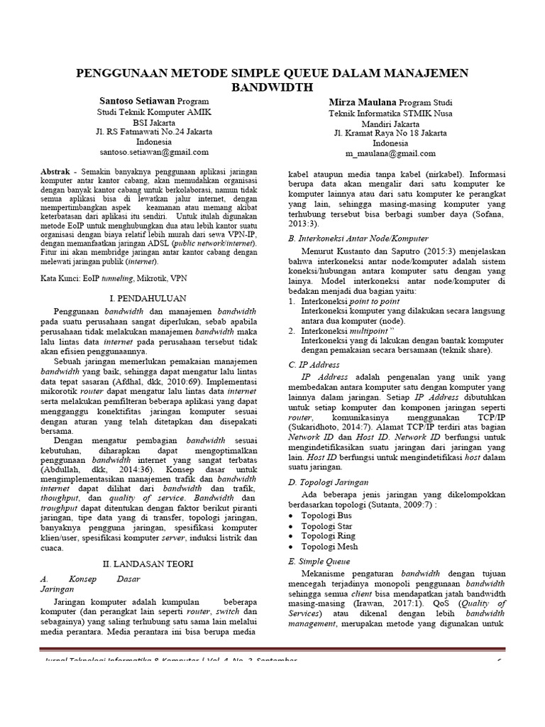 Manajemen Bandwidth dengan Simple Queue | PDF
