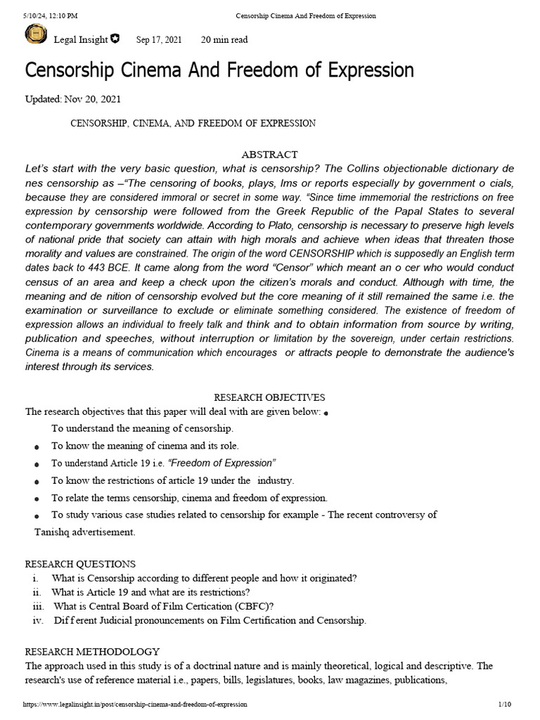 Censorship Cinema and Freedom of Expression | PDF | Censorship ...