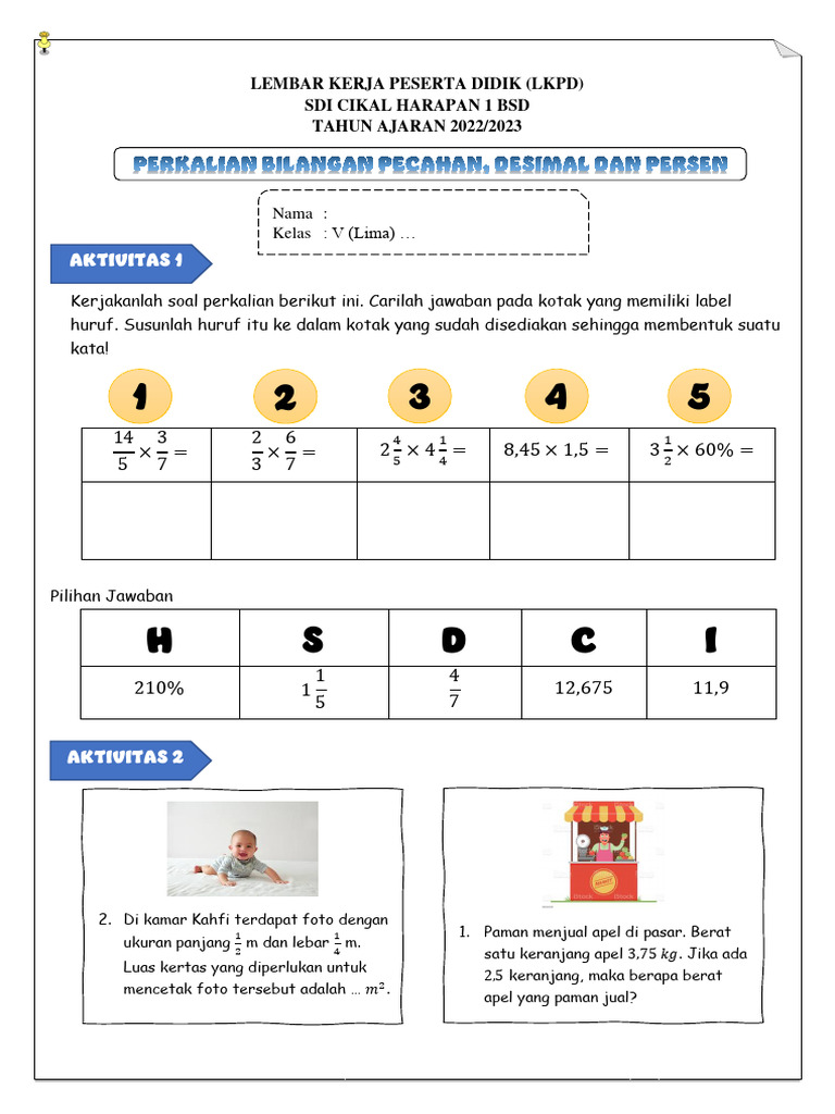 LKPD Perkalian Pecahan | PDF