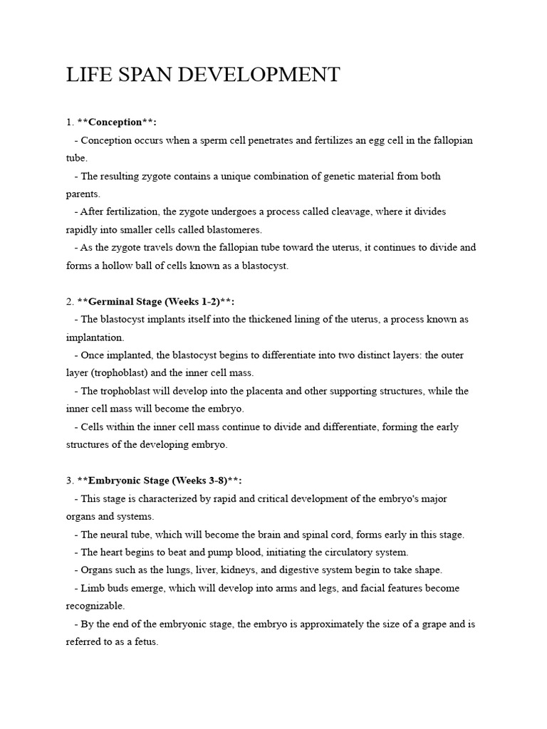 Life Span Development | PDF | Childbirth | Prenatal Development