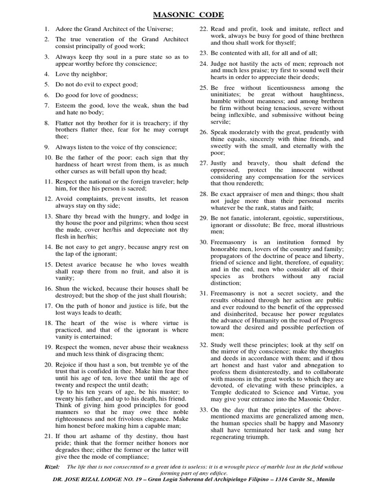 Masonic Code | PDF